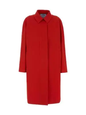 Prada Gabardine Overcoat - Red