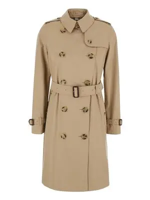 Burberry Kensington Double-breasted Cotton Trench Coat - Multicolor