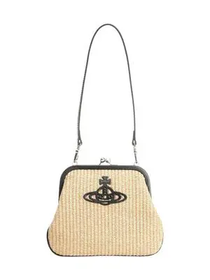 VIVIENNE WESTWOOD Woven Clutch With Shoulder Strap - Cream