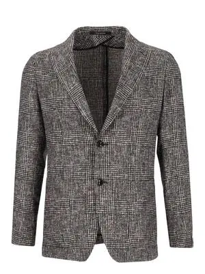 Tagliatore Prince Of Wales Alpaca Blend Blazer - Black