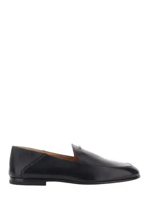 TOD'S Tod's Women Black Loafers With Logo Lettering Plate On The Front In Smooth Leather For Women Multicolor