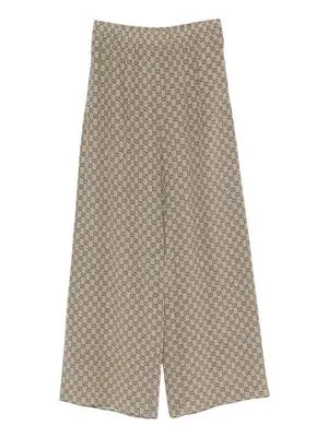 Gucci Gg Supreme Silk Palazzo Pants - Cream