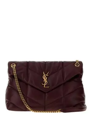 Saint Laurent Burgundy Nappa Leather Medium Loulou Shoulder Bag - Red