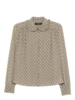 Gucci Gg Supreme Silk Shirt - Cream