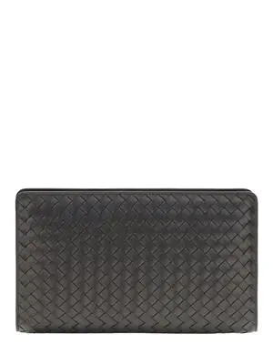 Bottega Veneta Agenda Intrecciato Leather Clutch - Brown