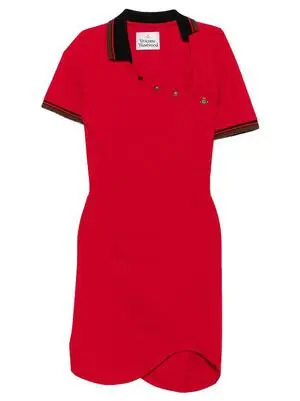 VIVIENNE WESTWOOD Organic Cotton Asymmetric Polo Dress - Red