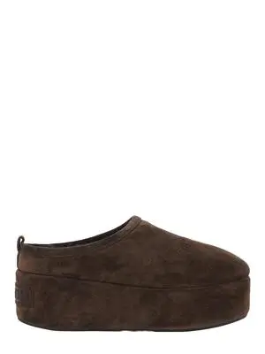 Balenciaga Balenciaga Women 'Alaska' Brown Mule With High Platform And Logo Lettering On The Front In Suede For Women Multicolor