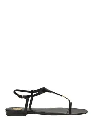 Saint Laurent Cassandre Thong Sandals - Black