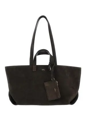 A.p.c. A.P.C. Women 'Le Drummer' Brown Shopper With Four Handles And Lettering Logo On The Front In Suede Woman Brown
