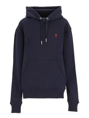 AMI Paris Cotton Hoodie - Blue