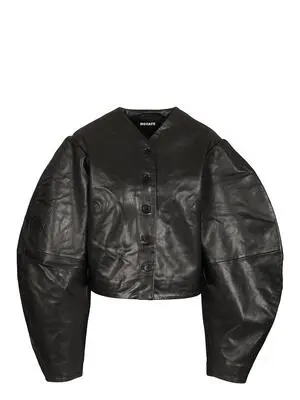 ROTATE BY BIRGER CHRISTENSEN Fitted Leather Jacket - Black