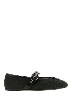 Miu Miu Flannel Ballerinas - Green