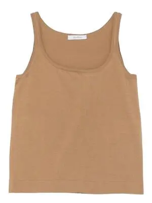 Max Mara MAX MARA Cotton Scoop Neck Tank Top Cream