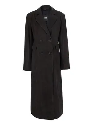 ROTATE BY BIRGER CHRISTENSEN Brown Double-breasted Coat With Wide Lapels In Suede - Multicolor