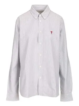 AMI Paris Striped Cotton Shirt - Blue