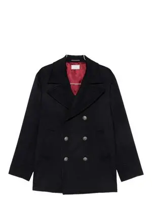 Brunello Cucinelli Virgin Wool Pea Coat - Blue
