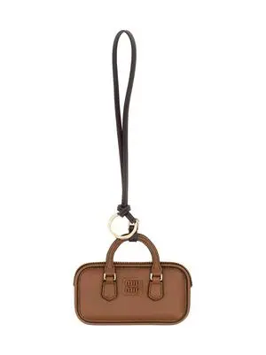 Miu Miu Arcadie Leather Keychain - Orange