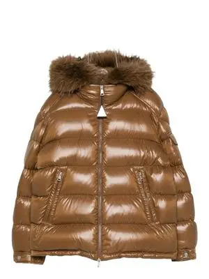 Moncler Quilted Glossy Texture Puffer Jacket - Brown