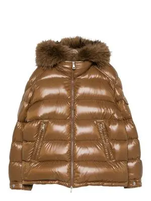 Moncler Quilted Glossy Texture Puffer Jacket - Brown