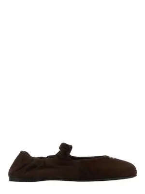 Miu Miu Suede Ballet Flat - Brown