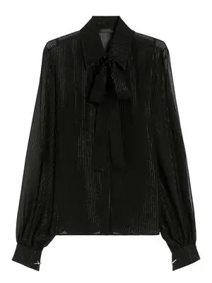 Max Mara Scafati Silk Shirt With Lurex Profiles - Multicolor