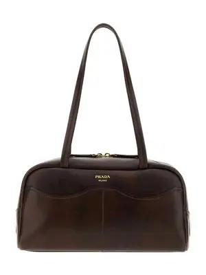 Prada Carry Bag In Vintage Effect Leather - Brown