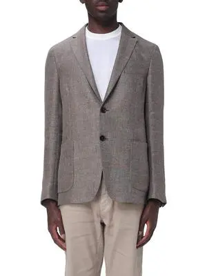 Zegna Linen And Wool Basketweave Single-breasted Blazer - Brown