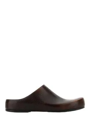 Miu Miu Leather Slippers - Brown