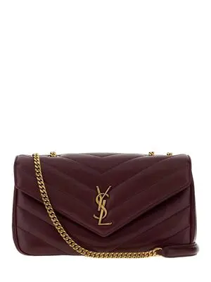Saint Laurent Burgundy Leather Medium Loulou Shoulder Bag - Red