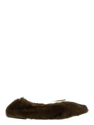 Stella McCartney STELLA MCCARTNEY Mink Plush Fabric Ballerina With Chain Detail Multicolor