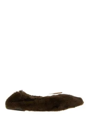 Stella McCartney Mink Plush Fabric Ballerina With Chain Detail Multicolor