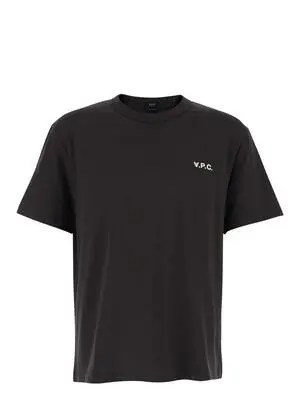 A.p.c. A.P.C. Men Brown Crew Neck T-Shirt With Front Logo In Cotton Man Brown
