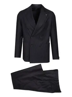 Tagliatore Double-breasted Pinstriped Suit - Blue