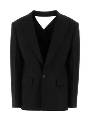 Dsquared2 Stretch Wool Blend Peek-a-boo Blazer - Black