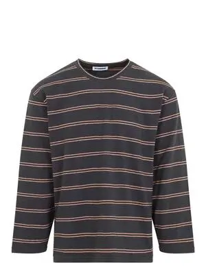 JIL SANDER L/s Striped T-shirt - Gray