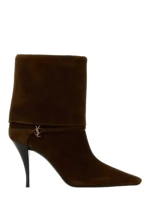 Saint Laurent Vicky 90 Bootie - Brown