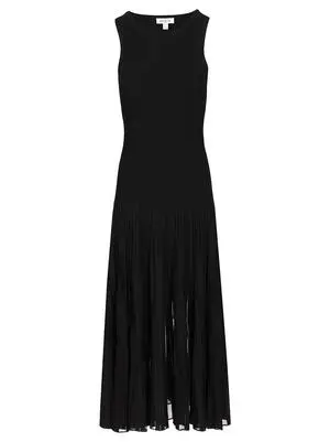 Alaïa Pleated Sheer Midi Dress - Black