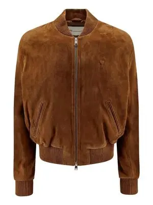 AMI Paris AMI Suede Goatskin Bomber Jacket Multicolor