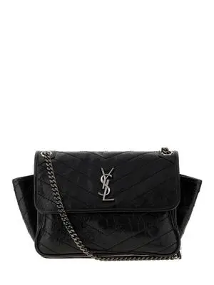 Saint Laurent Leather Niki Tripouch Shoulder Bag - Black