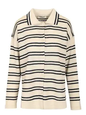 Max Mara Striped Linen Cardigan - Cream