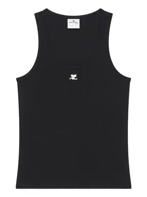 COURREGES Ribbed Tank Top - Black