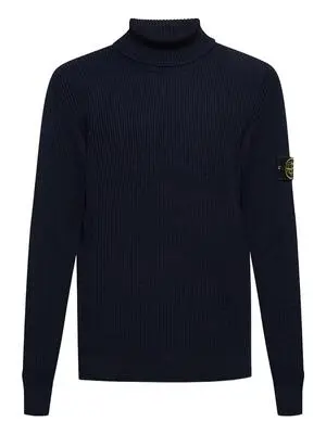 Stone Island Full Rib Wool Turtleneck Sweater - Blue