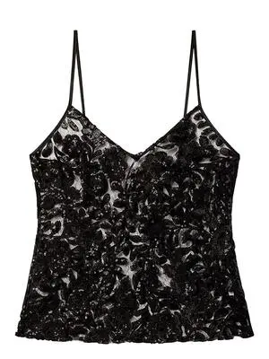 GOLDEN GOOSE Tulle Top With Sequins Embroidery - Black