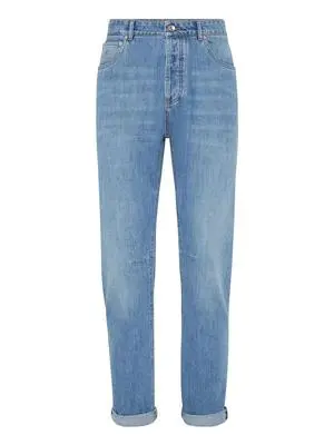 Brunello Cucinelli Pantalone Cinque Tasche In Denim Leggero - Blue