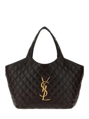 Saint Laurent Dark Nappa Medium Icare Shopping Bag - Brown