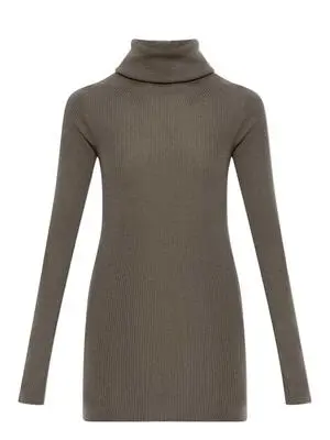 Rick Owens Ribbed Wool Turtleneck Sweater - Gray