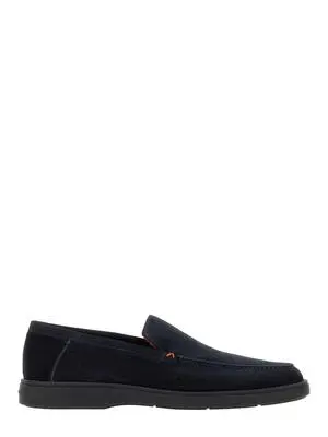 Santoni Santoni Men Navy Blue Suede Derision Loafers Blue