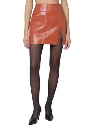 Andamane Leather-effect Mini Skirt In Tan - Brown