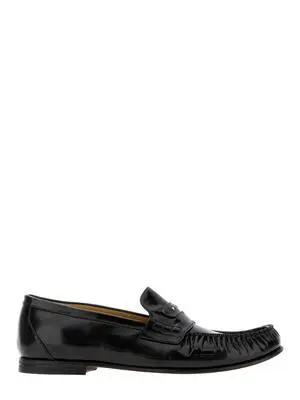 Fendi Leather Scrunch Loafers - Black