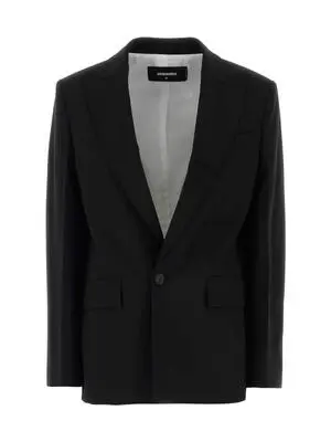 Dsquared2 Stretch Wool Blend Oversize Blazer - Black